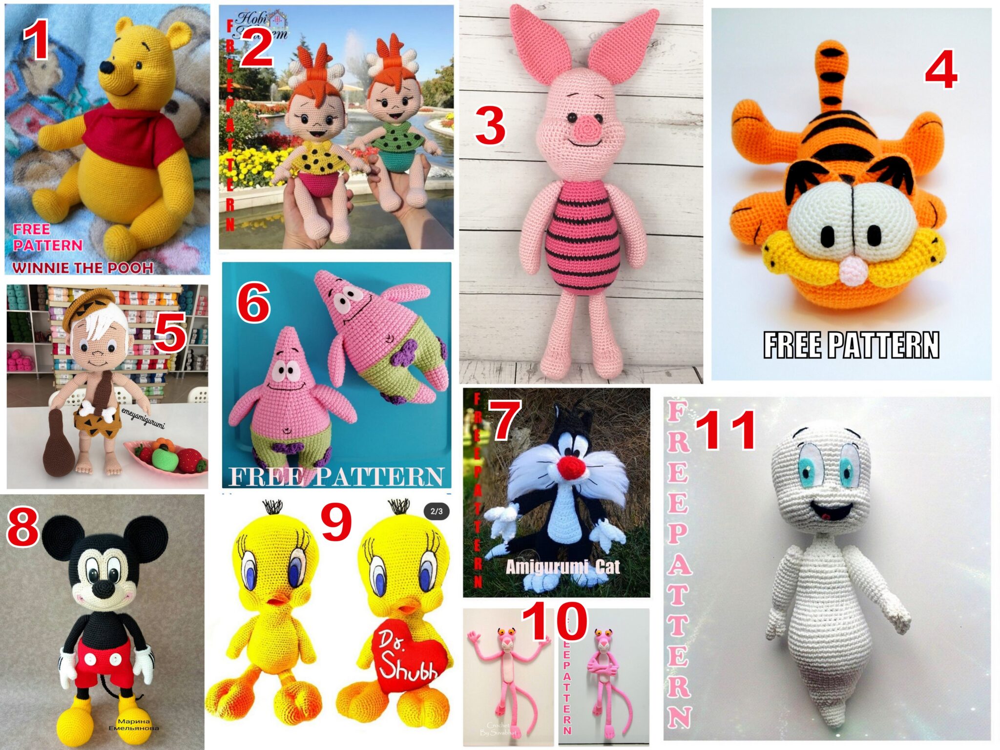 10+ Cartoon Characters Amigurumi Free Pattern - En.amigurumitariflerim.com