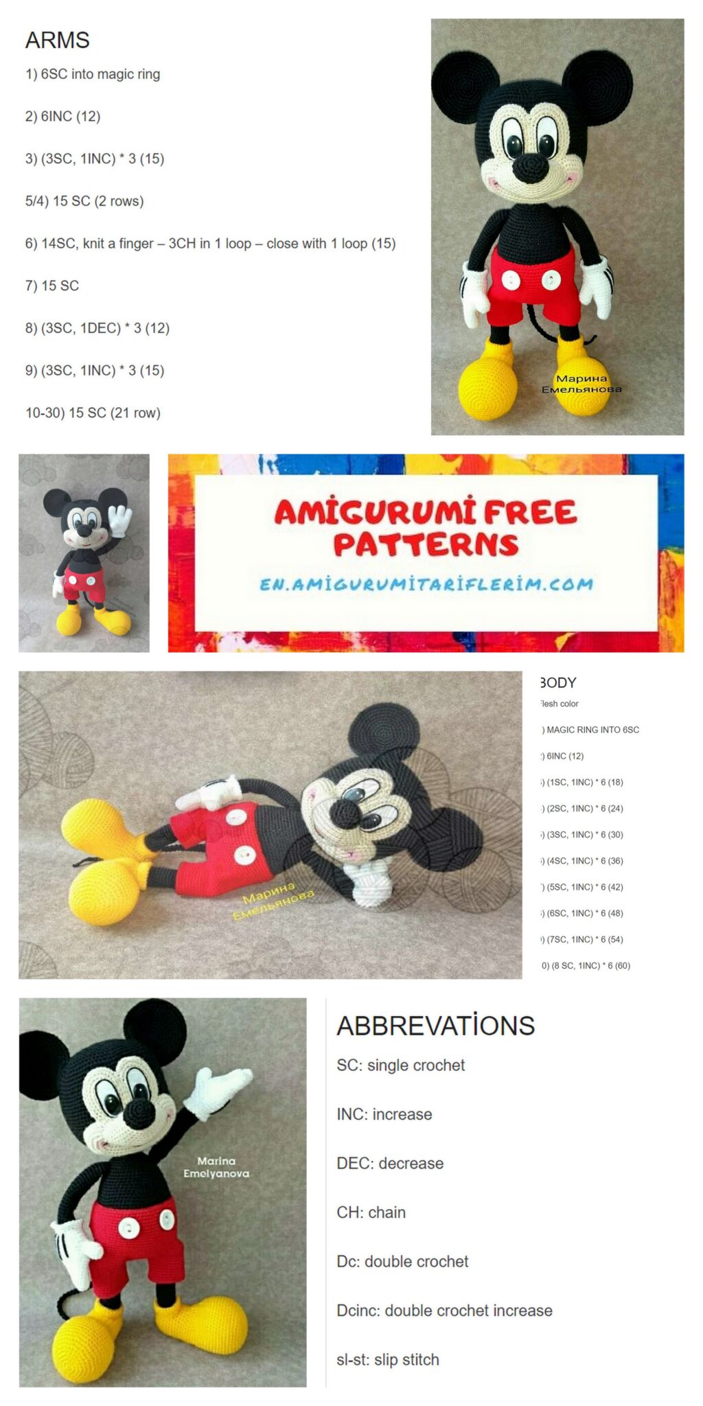 Mickey Mouse Amigurumi Free Pattern - En.amigurumitariflerim.com